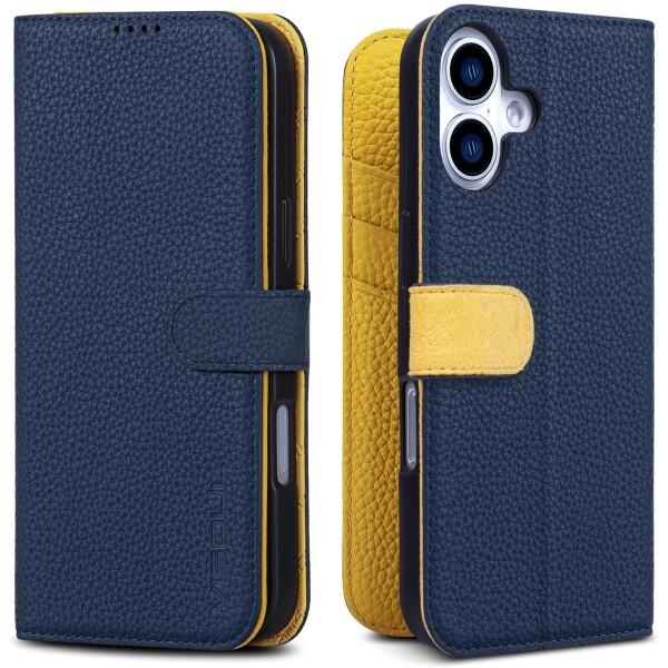 VISOUL iPhone16 対応ケース 手帳型 本革 ベルド式 アイフォン16 手帳型ケース MagSafe対応 スマホケース 横置きスタンド機能 携帯ケース レザーケース カード収納 全面保護 柔軟なTPU素材 アイホン16 ネイビー...