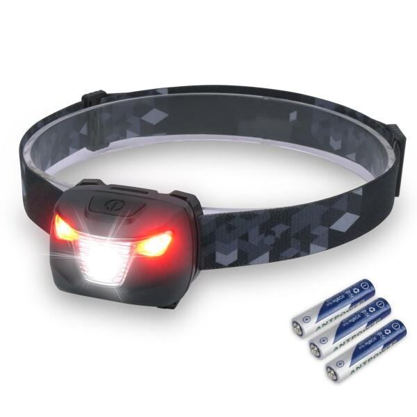 DAI NING ヘッドライトLED 高輝度 単４電池式 白＆赤 LED ライト 45°角度調整 ヘッドランプ 超軽量 4つ点灯モード SOS点滅 小型 IP66防水 頭につける ライト 釣り 登山 キャンプ 散歩 アウトドア 災害 停電用...