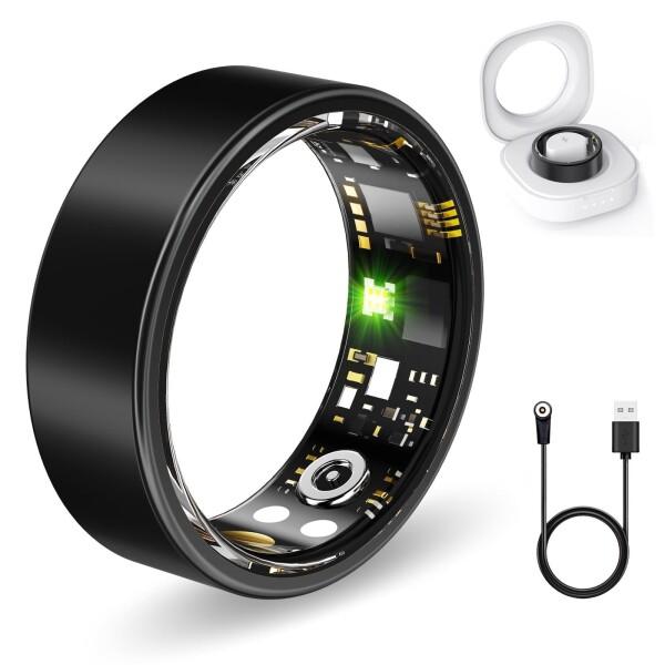 スマートリング 健康管理 HPLSZCN 独立した充電コンパートメント Android/Iphone対応 睡眠管理 スマート指輪 ヘルスケア 8種類運動モード 3種類データ測定機能 IP68防水USB磁気充電 カメラ制御 小型 超軽量 カロ...