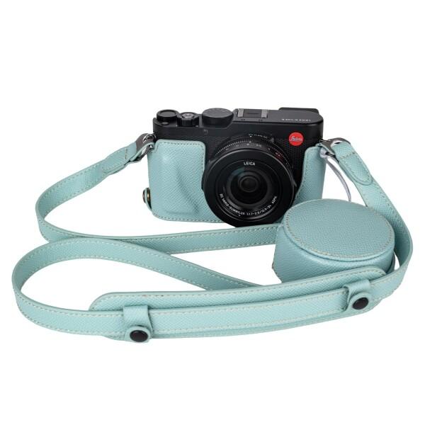 VOVMOEYA カメラケース For Leica D-LUX8，レンズキャップ付き ストラップ付き DLUX8ボディケース For leica D-LUX 8カメラケース DLUX8 カメラ保護カバー PUレザー D状ネジ穴付き 底面開閉...