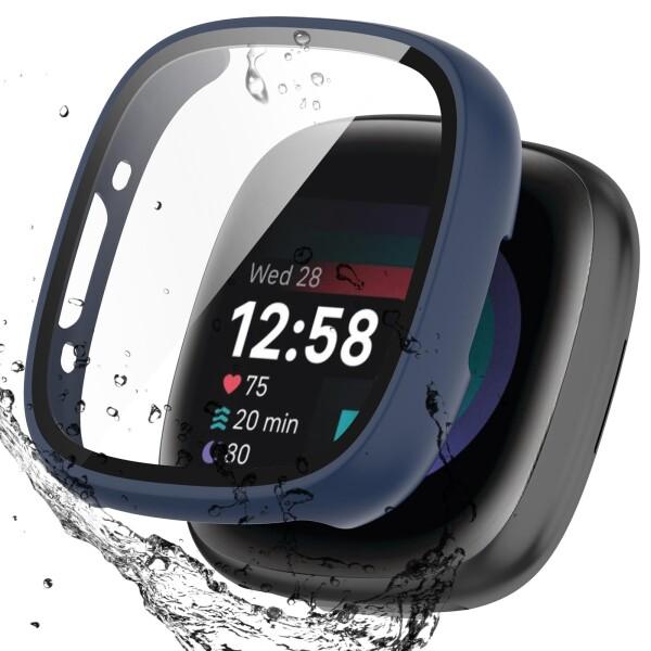 BOOLINN For Fitbit sense2 カバー/Fitbit versa4 カバー 3D直角エッジ 超薄型 PC+ガラス素材 一体型 ファーウェ fitbit sense2 ケース/fitbit versa4 ケース 対応 高透...