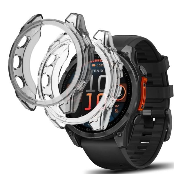 RosMank 保護ケース Garmin Fenix 8 47mm 対応、Garmin Fenix 8 47mm ウォッチアクセサリー用ソフト TPU 保護シェル 2 個パック、黒 透明商品コード：66079738035サイズ：Fenix ...