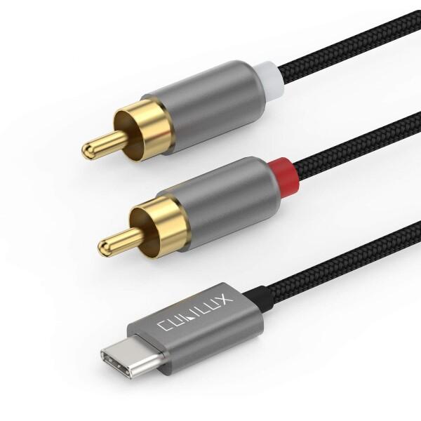 Cubilux USB C to RCA オーディオケーブル 192kHz/24bit DAC搭載 Type C RCA ステレオ AUX ケーブル MacBook iPhone 17/16/15 iPad Pro 13/12.9/11 i...