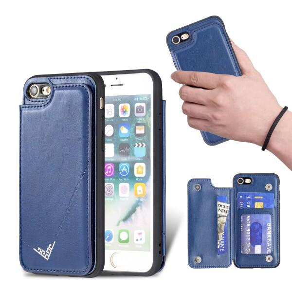 for iPhone SE 第3世代 (2022) / iPhone SE 第2世代 (2020) / iPhone8 / iPhone7 ケース スタンド機能 ICカード収納カード収納 背面カード収納 左と右の電話ケースを反転、シンプルな...