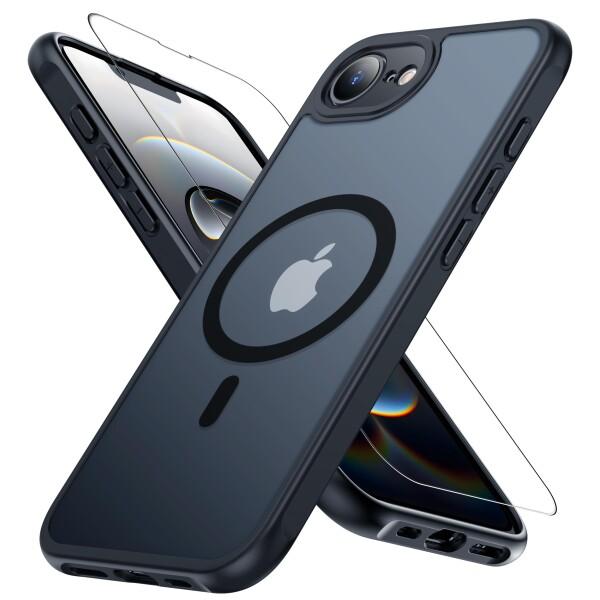 iPhone 17e/16e 用ケースガラスフイルム付き 半透明 第四/五世代 マット感 アイフォン17e/16e用 耐衝撃 アイホン 17e/16E用 マグネット搭載 黄ばみ防止 いphone 17e/16e用 指紋防止 傷防止 薄くて肌...