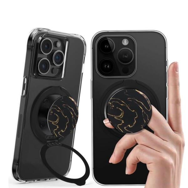 Plehood超薄型携帯グリップ、磁気着信音スタンド、指輪付き超薄型携帯スタンド、Mag-Safe iPhone 16/15/14/13/12シリーズ向け携帯着信音スタンド (黒)商品コード：66079740048型番：PL-HDZJ-21...