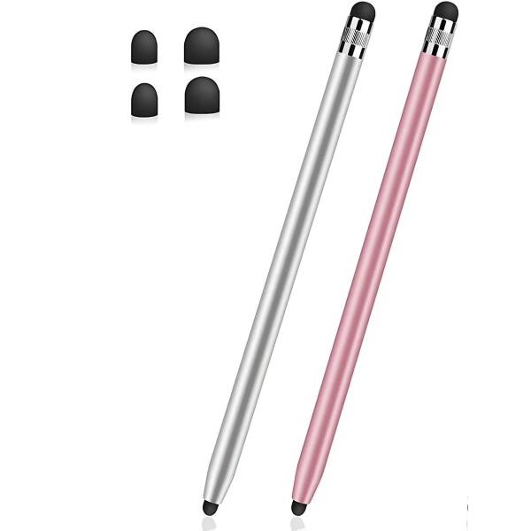 Smozer タッチスクリーン用スタイラスペン 2 本パック 高精度高感度 多機種対応 iPhone/iPad/Samsung/Android/PC 用 (シルバー/ピンク（2パック）)商品コード：66079740131型番：sample_...