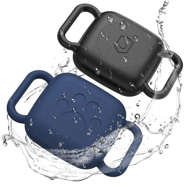 Tile Mate 2024用犬用首輪ホルダー、猫ペットネックレススポイト用防水シリコンケース、傷に強い防塵カバー、タイルトラッカー用、ブラック/ブルー商品コード：66079740222カラー：ブラック/ブルーTile Mate 2024用...