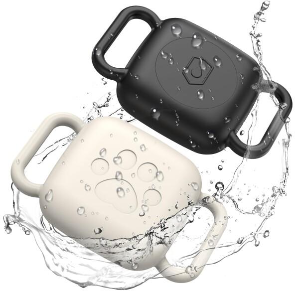 犬首輪ホルダー Tile Mate 2024/2022用 2パック 防水シリコンケース Life360 2024 猫 ペット ネックレス スポイト 傷防止 防塵 カバー タイルトラッカー用 ブラック/オフホワイト商品コード：66079740...