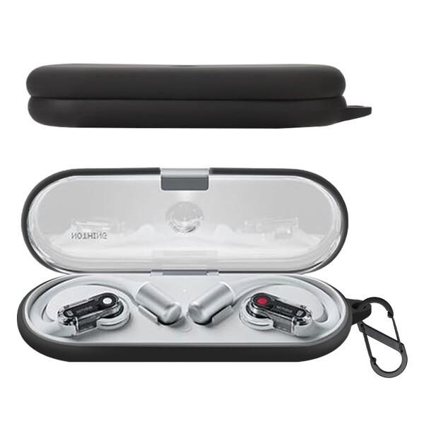 PRODELI イヤホンケース For Nothing Ear (open) 専用 カバー シリコン素材 キズ防止 耐衝撃 カラビナ付き 軽量 柔らかい 紛失防止 装着充電可能 nothing ear open 用 保護カバー (ブラック)...