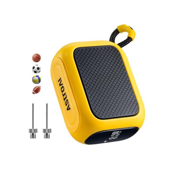 AstroAI L6S 電動ボール空気入れ 20PSI デジタルLCD画面付 5つのプリセットバスケットボール サッカーボール スポーツボール用ニードル付 バレーボール用品 ラグビーボール空気入れ イエロー商品コード：66079741428...