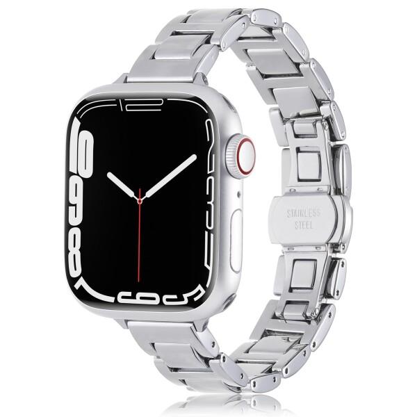 (Briever)コンパチブル Apple Watch バンド ステンレス 蝶ボタン 長さ調整器具付き アップルウォッチ用バンド 49mm 46mm 45mm 44mm 42mm 41mm 40mm 38mm 交換ベルト iWatch Ul...