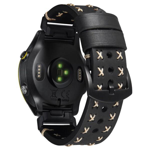 コンパチブルガーミン 時計バンド 22mm 26mm コンパチブルGARMIN 本革時計ベルト互?Fenix/互?Forerunner互?Enduro互?Descent 手首の大きな男性用 チャンキーなレザーストラップ(ブラック,22mm)...