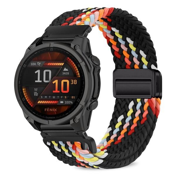 (VanHooc) Quickfit 22mm バンド Garmin Fenix 8/8 Pro 47mm/Quatix 8/Tactix 8 47mm ナイロン クイックフィット ブレイデッド 編組 伸縮性 マグネット バックル 通気性 ...