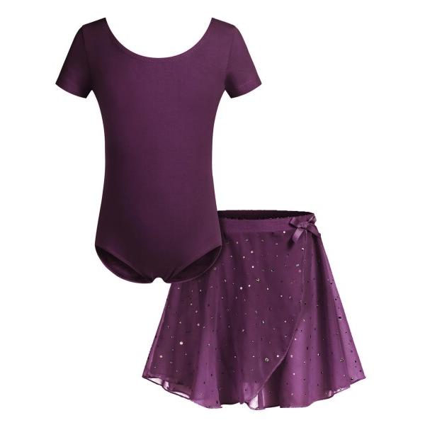 (Arshiner) バレエ レオタード 子供 チュチュ取り外し可能 バレエ 衣装 セット 半袖 Uネックバック 綿生地 無地 ダンススカート ジュニア キッズ 新体操 体操服 レッスン 教室 練習着 発表会 試合商品コード：6607974...