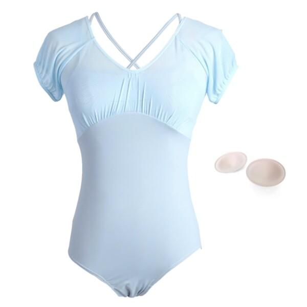 Ballet&amp;Me レオタード バレエ 大人 レディース 胸ポケット＋ブラカップ付 半袖 ダンス 体操 練習着 かわいい Ava Ava ブルー M商品コード：66079742894サイズ：Mカラー：ベビーブルー