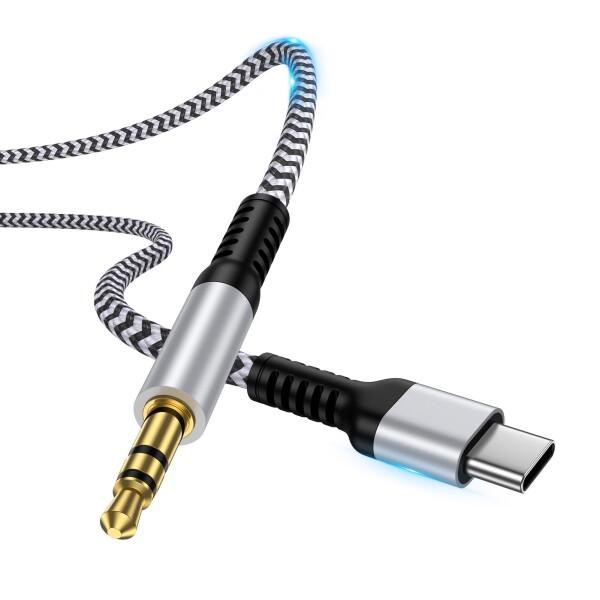 GAEF aux 車載用 オーディオケーブル Type-C to 3.5mm ステレオケーブル iPhone16  DAC搭載 タイプC AUXケーブル 高耐久ナイロン編 USB-C aux 変換ケーブル iPhone/iPad/Andro...
