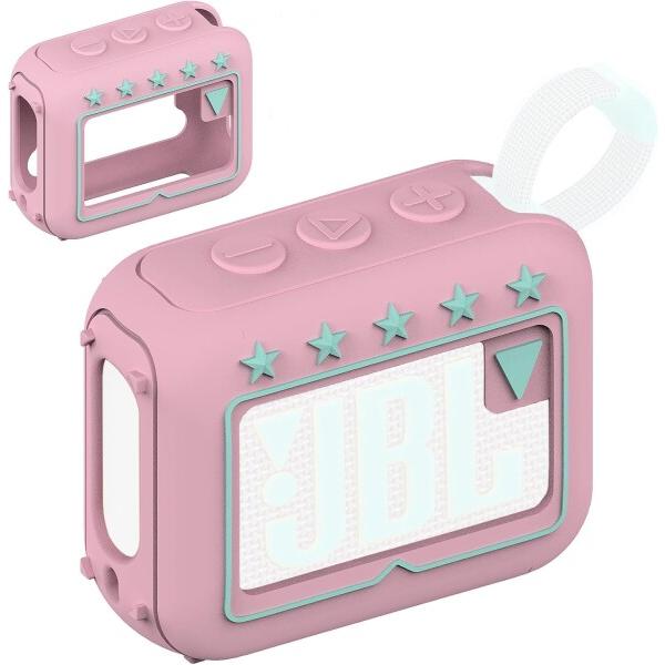 BCWXIONシリカゲル保護カバー for JBL GO4 Bluetoothスピーカ,ショルダロープ落下防止 耐衝撃 防塵 キズ防止 指紋防止 (ピンク)商品コード：66079745239型番：H-JBLGO4CASEXXXカラー：ピンク...
