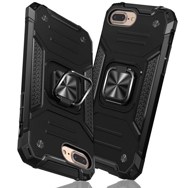 TMUJWS iPhone 7 Plus/iPhone 8 Plus 用ケース リング 衝撃吸収 耐衝撃 TPU+PCバンパー 二重構造 米軍MIL規格 全面保護カバー 滑り防止 車載ホルダー対応 擦り傷防止 滑り止め 軽量 薄型 アイフォ...