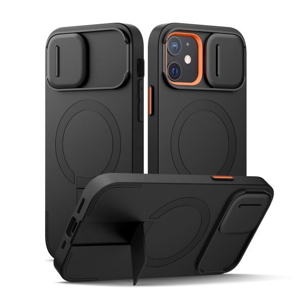 SURITCH 磁気ケースiPhone 12/12 proと互換性 とカメラ保護カバーと調整可能なスタンド 傷防止耐衝撃保護カバーiPhone 12/12 pro用 (ブラック)商品コード：66079745667型番：iPhone-12/1...