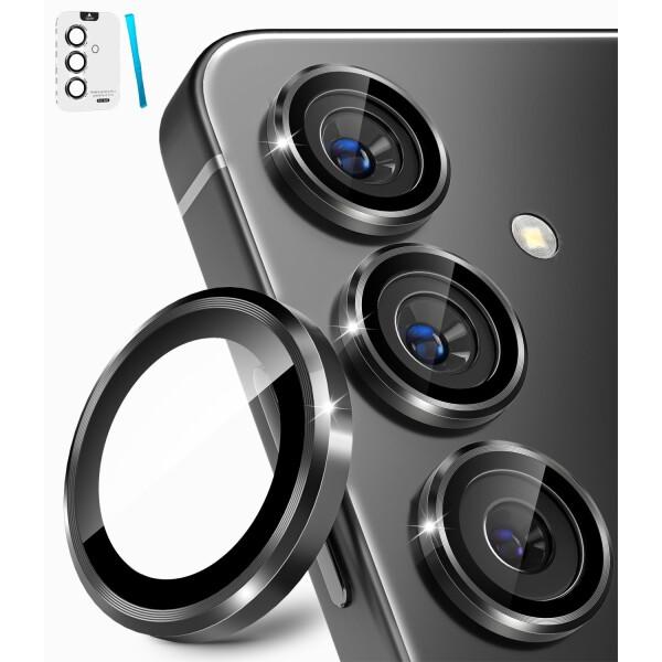 CloudValley Samsung Galaxy S25 用 カメラ レンズ保護フィルム ブリングレンズカバー HD 強化ガラス 9H硬度 傷防止 カメラフィルム 防塵 耐衝撃 簡単貼付 S25 6.2" (2025)対応 - ブラック...
