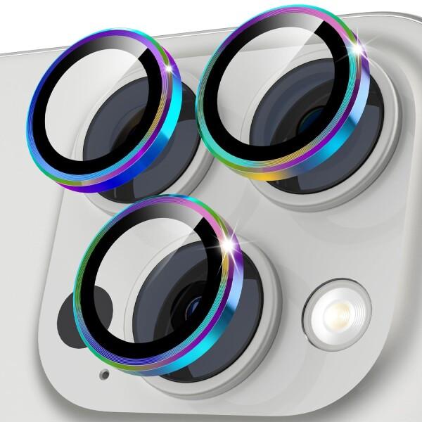 CloudValley iPhone 16Pro /iPhone 16 Pro Max用カメラレンズプロテクター、ウルトラHD強化ガラスカメラカバー(ケースフレンドリー)メタル個別レンズスクリーン保護リング、ダズル商品コード：6607974...
