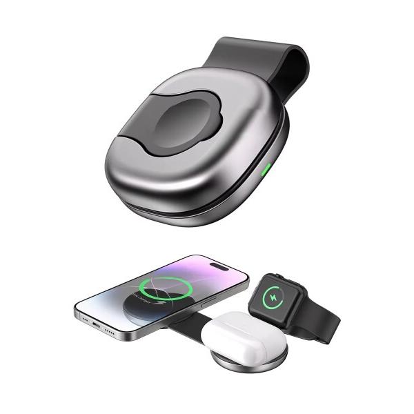 (fluche) MagSafe充電器 ワイヤレス充電器 ポータブル MagSafe対応 3in1 折りたたみ式 15W 急速 アップルウォッチ 充電スタンド 置くだけ 2台同時 iPhone 16/15/14/13/12 Apple Wa...