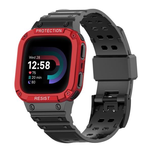 (MOQIAN) コンパチブル Fitbit versa 3/versa 4/Fitbit Sense/Sense2 ウォッチバンド ケース付き ソフトTPUスポーツバンド 調節可能 交換ベルト レディース メンズ (11#)商品コード：6...
