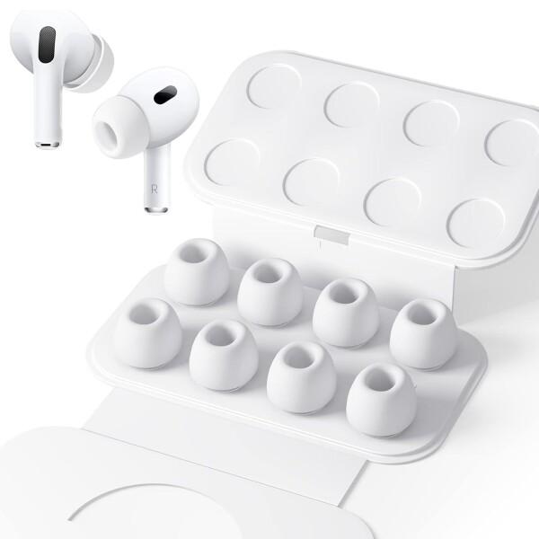 DEVENTORZ AirPods Pro 第1&amp;第2世代 対応 交換用 イヤーピース 8個 ホワイト シリコン イヤホンキャップ 遮音性 フィット感 脱落防止 エクストラスモールサイズ airpods pro イヤーチップ air...