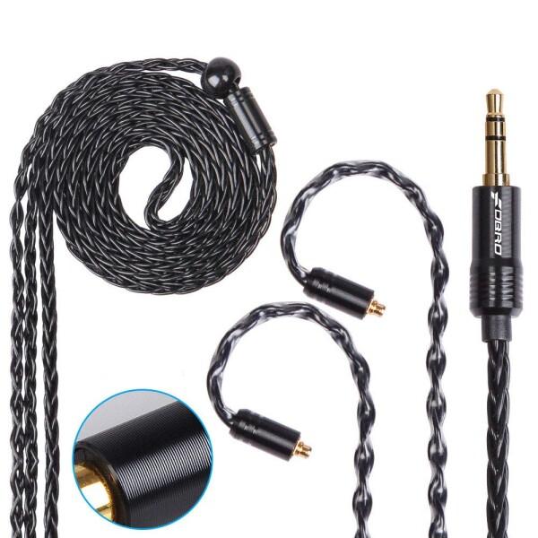 FDBRO 8 芯 イヤホンアップグレードケーブル アルミ合金CDテクスチャプラグ 高級交換用 着脱式 耳かけ式 マニア向 音質改善 無酸素銅（OFC）銀メッキイヤホンケーブル (MMCX, 黒+3.5mm)商品コード：6607974750...