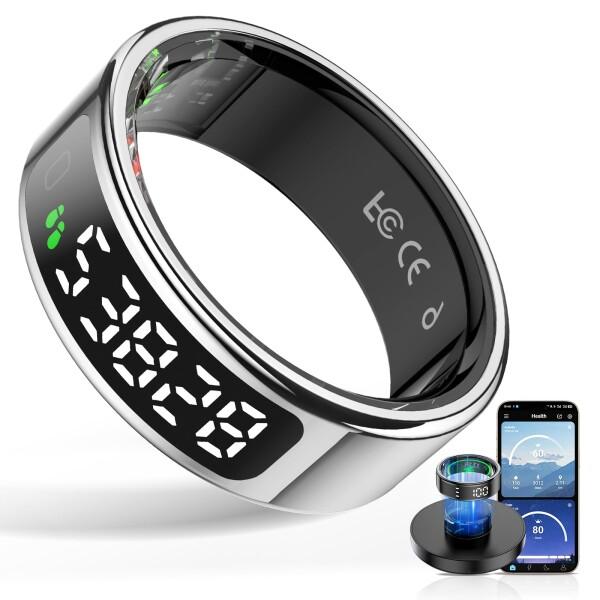 スマートリング 健康管理Android/iphone対応 睡眠管理 smart ring 3種類データ測定 複数の運動モード IP68防水 活動量計 小型 超高精細スクリーン表示 カロリー 運動距離 歩数計 男女兼用 テクノロジー感あふれる...