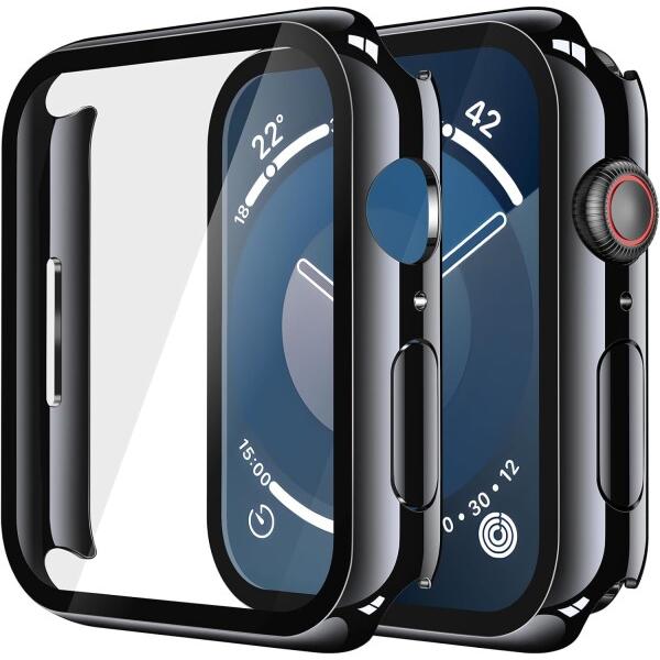 ULOE For Apple Watch Series 7 Series 8 Series 9 45mm ケース, 超薄型 PC+ガラス素材 全面保護 高透過率 装着簡単 耐衝撃 指紋防止 傷防止 対応アップルウォッチ 7/8/9 45mm...