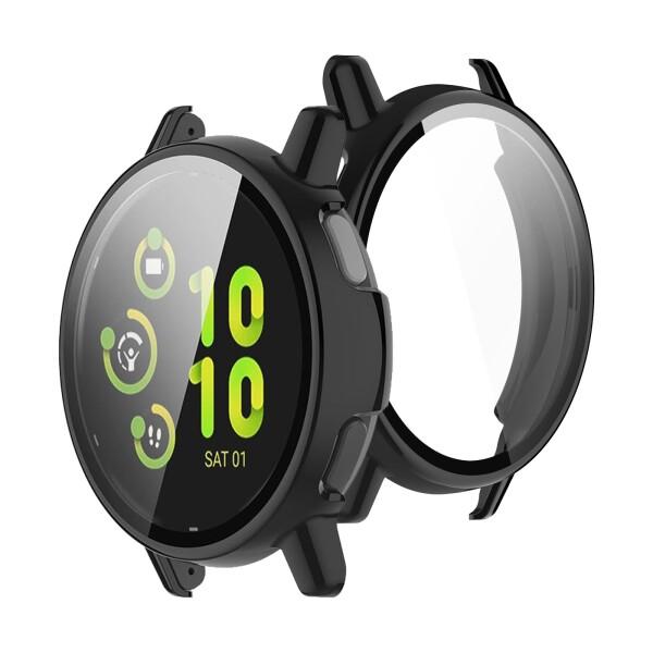 Yaodle GARMIN vivoactive 5 カバー PC素材 (ガーミン) GARMIN active 5 ケース ガラスフィルム一体型 全面保護 二重構造 防塵 日本旭硝子材 キズ防止 軽量(ブラック)商品コード：6607975...