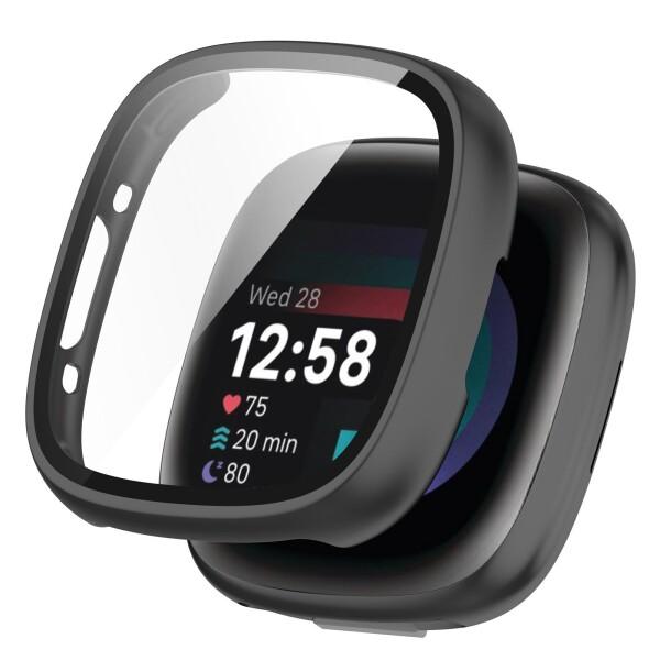 Yaodle Fitbit Sense 2/Versa 4 カバー PC素材 Fitbit Sense 2/Versa 4 ケース ガラスフィルム一体型 全面保護 二重構造 防塵 日本旭硝子材 キズ防止 軽量(ブラック)商品コード：6607...