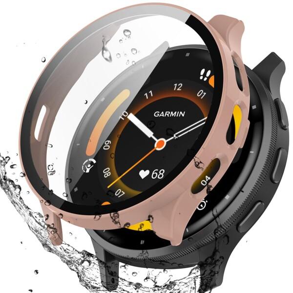 BOOLINN For garmin(ガーミン) venu 2/3/3s/4 ケース 対応 venu 3S カバー 超薄型 PC+ガラス素材 高透過率 高耐久 防塵・防傷 装着簡単 脱落しやすい 耐衝撃 全面保護 ケース（ピンク）商品コード...