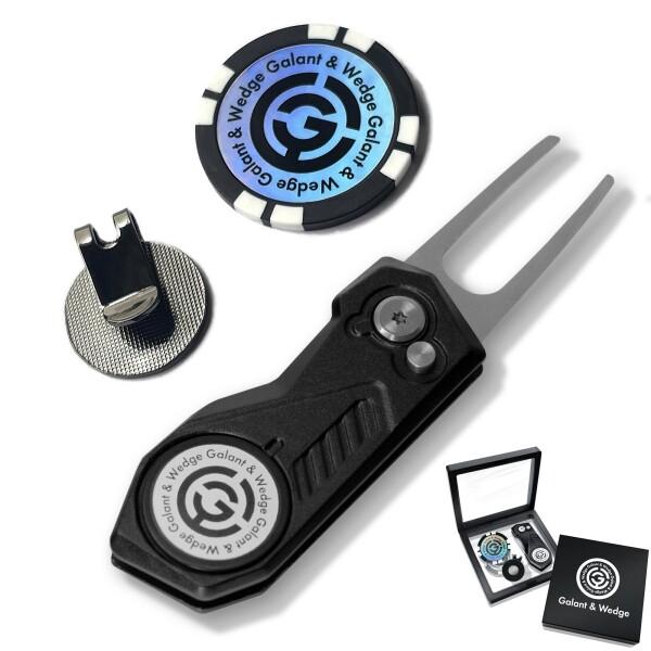 Galant &amp; Wedge ゴルフマーカー マグネットハットクリップ 格納式グリーンフォーク プレゼント商品コード：66079750953カラー：ブラック?ホログラムが鮮やかなABS製マーカーは錆びずに輝きを保ち、グリーン上で際立...