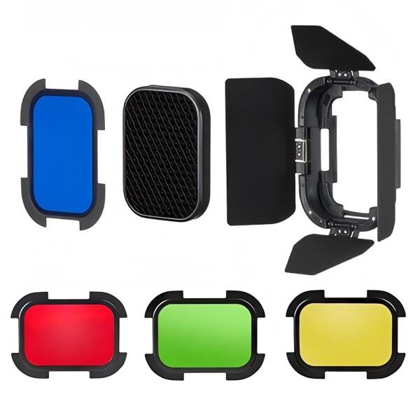 GODOX BD-07 II バーンドア、取り外し可能なハニカムグリッドと 4 つのカラーフィルター付き、Godox AD200 Pro II 互換カメラフラッシュ用 (Godox BD-07 アップグレード版、1個入）商品コード：6607...