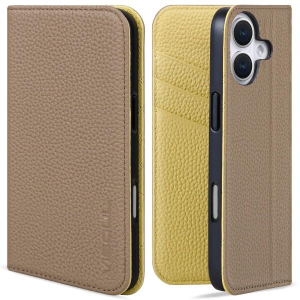 VISOUL iPhone 16 対応ケース 手帳型 本革 スマホケース アイホン16 レザーアイフォン16 手帳型 MagSafe対応 横置きスタンド機能 カード収納 携帯ケース 全面保護 マグネット 柔軟なTPU素材 アイホン16 ベー...