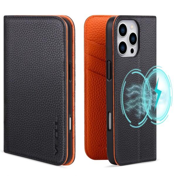 VISOUL iPhone16 Pro 対応 ケース 手帳型 本革 MagSafe対応 スマホケース アイホン16 Pro 手帳 アイフォン16 プロ 横置きスタンド機能付き レザー カード収納 携帯ケース 全面保護 マグネット携帯カバー ...