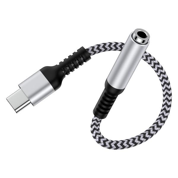 Haoano タイプｃ イヤホン変換アダプター18cm USB-C 3.5mm 4極 イヤホンジャツク Type-c イヤホン変換ケーブル HIFI音質 DAC 搭載 24-bitハイレゾ 音楽/通話/音量調節 iPhone16/15/iP...