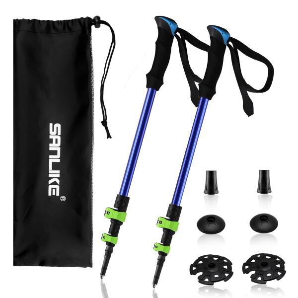 サンライク（SANLIKE）トレッキングポール カーボン 登山 ストック トレッキングステッキ 折りたたみ 登山杖 三段式伸縮 超軽量 EVAグリップ コンパクト 山登り 2本セット （Lサイズ61-130cm） (ブルー)商品コード：66...