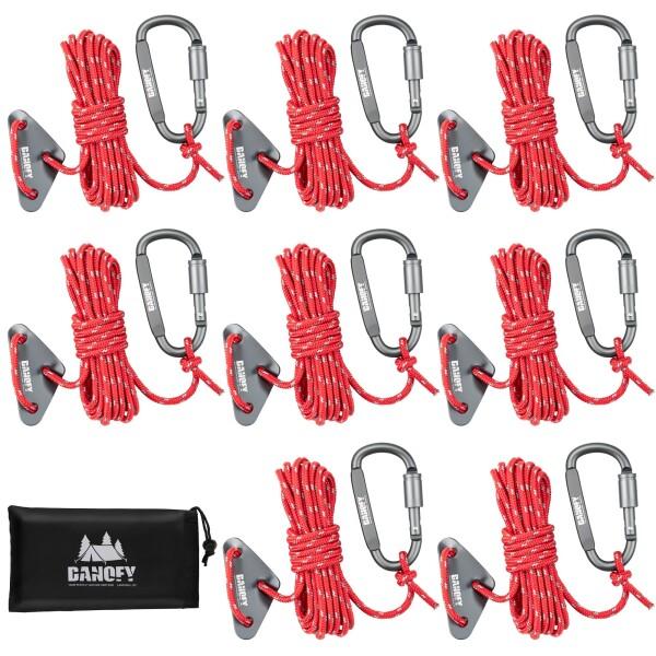 DANOFY ガイロープ 4mm テントロープ タープロープ - 長さ4m 8本 セット 反射 耐荷重450kg 7芯 パラコード ナイロン内芯 ポリエステル表地 ガイドロープ カラビナ 自在金具 収納袋付き キャンプ アウトドア 固定用 ...