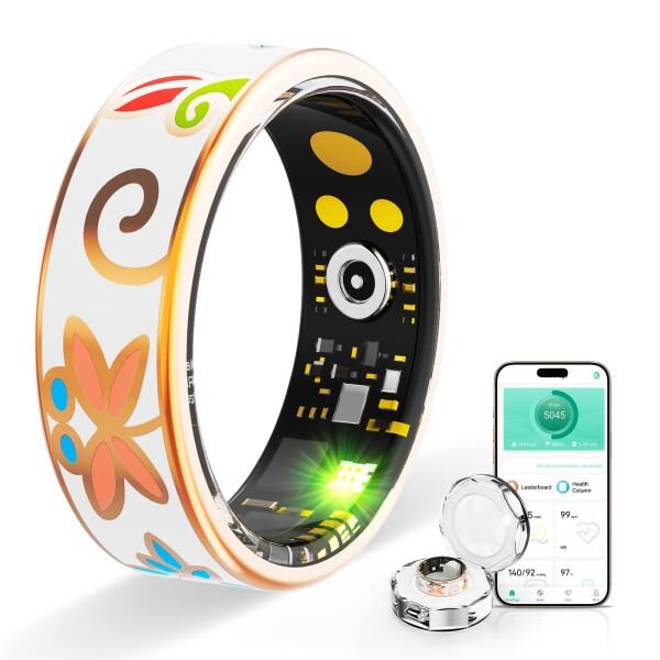 HPLSZCNスマートハイエンド花びらリング、睡眠追跡、10atm防水、GPS活動追跡、Bluetooth接続、充電式、iOS-Android互換、ローズゴールド (9)商品コード：66079757623型番：001サイズ：9カラー：ゴール...