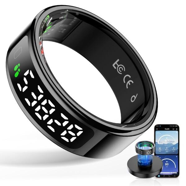 スマートリング 健康管理Android/iphone対応 睡眠管理 smart ring 3種類データ測定 複数の運動モード IP68防水 活動量計 小型 超高精細スクリーン表示 カロリー 運動距離 歩数計 男女兼用 テクノロジー感あふれる...