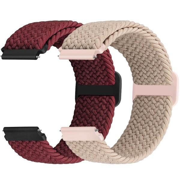 (Acortjl) 編組ソロループ弾性ストラップ 18mm 19mm 20mm 22mm 24mmクイックリリース時計バンドナイロン時計ストラップ Samsung Galaxy/Garmin/Fossil/Amazfit/Huawei 時計...