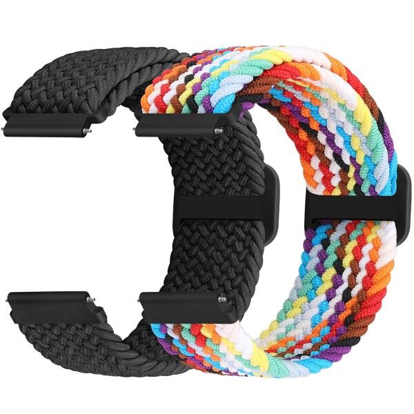 (Acortjl) 編組ソロループ弾性ストラップ 18mm 19mm 20mm 22mm 24mmクイックリリース時計バンドナイロン時計ストラップ Samsung Galaxy/Garmin/Fossil/Amazfit/Huawei 時計...