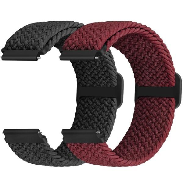 (Acortjl) 編組ソロループ弾性ストラップ 18mm 19mm 20mm 22mm 24mmクイックリリース時計バンドナイロン時計ストラップ Samsung Galaxy/Garmin/Fossil/Amazfit/Huawei 時計...