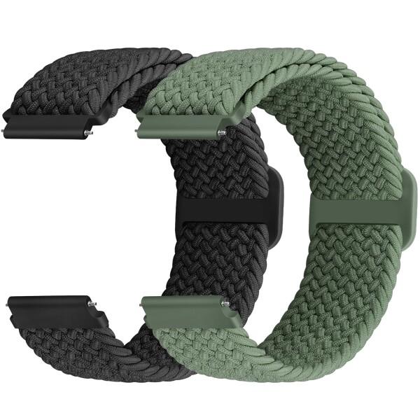 (Acortjl) 編組ソロループ弾性ストラップ 18mm 19mm 20mm 22mm 24mmクイックリリース時計バンドナイロン時計ストラップ Samsung Galaxy/Garmin/Fossil/Amazfit/Huawei 時計...