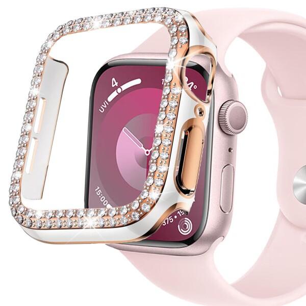 CIOODDW for アップルウォッチ カバー 40mm 41mm 42mm 44mm 45mm 46mm 49mm キラキラ 超簿軽量 耐衝撃 100%?敏度 96? 金属 ダブルダイヤモンド 飾りフレーム apple watch カバ...