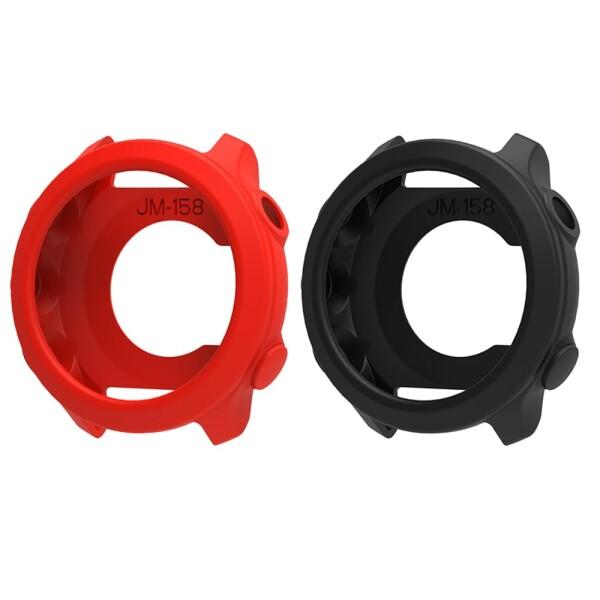 ［RuenTech］対応Garmin ForeAthlete 55/Forerunner 55カバー 運動カバー 2色ソフトシリコン製 プロテクターケース 軽量 耐衝撃 男女兼用 装着簡単 ガーミンForeAthlete 55用ケース (黒...